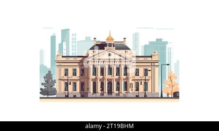 Cartoon retro bank building or courthouse with columns vector ...