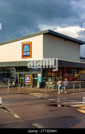 Exterior of Aldi supermarket in Deal Kent England UK with dark sky ...