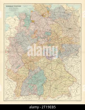 German Empire west. Germany w/ Alsace Lorraine. 65x52cm. STANFORD 1896 ...