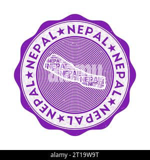 Nepal round stamp. Round logo with country map and title. Stylish ...
