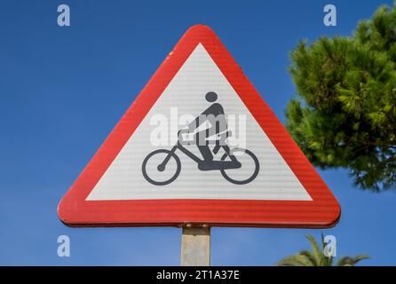 Achtung Radfahrer, Strassenschild, Verkehrsschild, Mallorca, Spanien ...