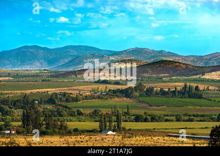 Crop fields and farms at Region del Maule in southern Chile Stock Photo ...