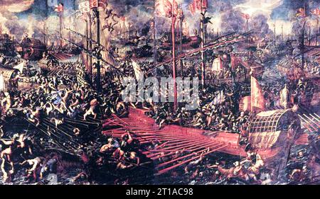 The Battle of Lepanto by Andrea Vicentino (c. 1600, Doge's Palace ...