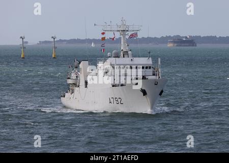 The French Navy Laperouse class survey ship FS BORDA arriving at the ...