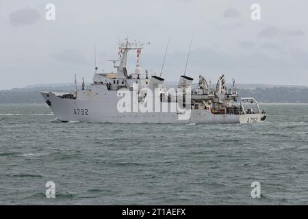 The French Navy Laperouse class survey ship FS BORDA arriving at the ...