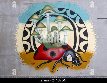 Shroomy Ladybug mural by Noora Al Mansoori, Fire Station, Doha, Qatar ...