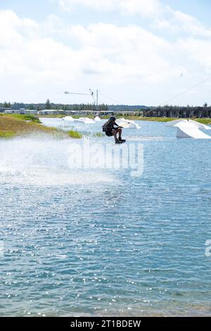 Young men grow their wake boarding skills at the 313 Cable Park, HBH v ...