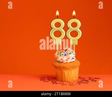 Number 88 candle - Birthday card design in yellow background Stock ...