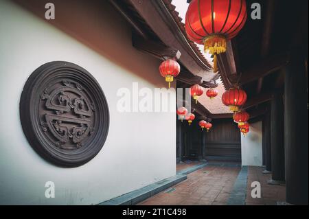 Vietnamese buddhist temple. Red lanterns and pagoda Stock Photo - Alamy