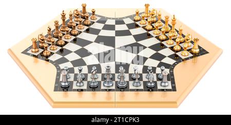 Wooden Three Player Chess. 3 Player Chess Set with Round, Circular ...