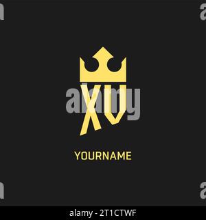 XV monogram logo initial with crown and shield guard shape style vector graphic Stock Vector ...
