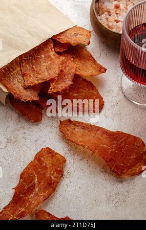 Dry chicken meat over wooden Stock Photo - Alamy