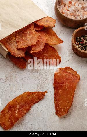 Dry chicken meat over wooden Stock Photo - Alamy