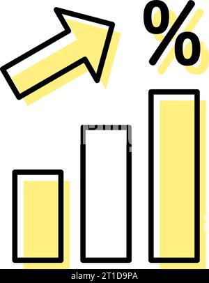 Icons showing interest rates and yield increases, simple line drawing ...