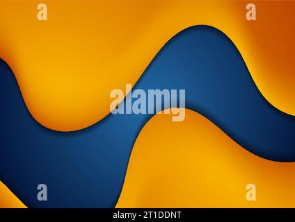 High contrast blue and orange glossy waves. Abstract modern graphic ...