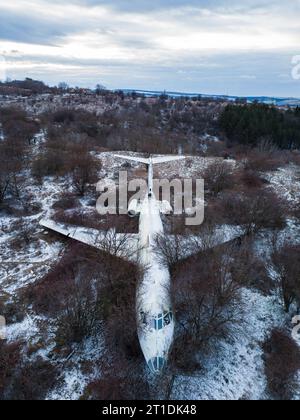 abandoned crashed passenger plane wreck in the forest in winter Stock ...