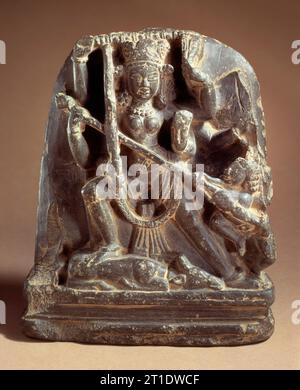 Goddess Durga Slaying the Buffalo Demon, 9th century Stock Photo - Alamy