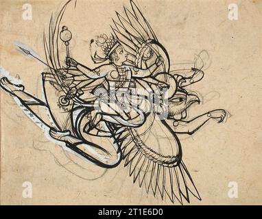 The Hindu God Vishnu on His Mount Garuda, 14th century Stock Photo - Alamy