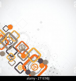 Abstract technology square background with cogwheels. Vector Stock ...