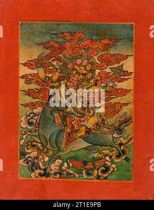Yellow Yama (?) and Consort on Bull, Nyingmapa Buddhist or Bon Ritual ...