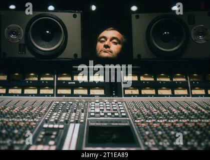 Phil Collins in his home recording studio in Surrey UK 1984 Stock Photo ...
