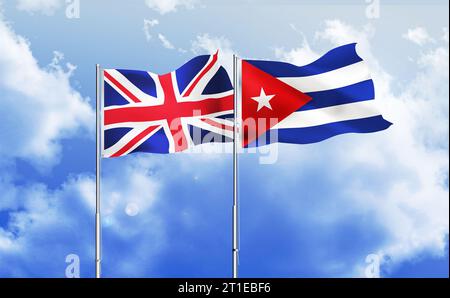 Sunny blue sky and flags of cuba and australia Stock Photo - Alamy