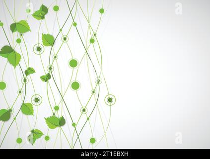 Green color wave with leaves. Nature theme vector Stock Vector Image ...