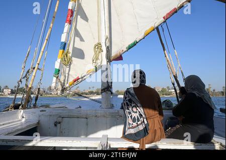 EGYPT, Asyut, Nile river, Faluka sailing boat/ ÄGYPTEN, Assiut, Fluß ...