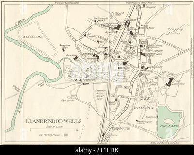 LLANDRINDOD WELLS vintage town/city plan. Wales. WARD LOCK 1953 old map ...