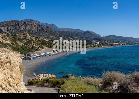 Bay at Koutsounari Beach, on the island of Crete, in the south-east of ...