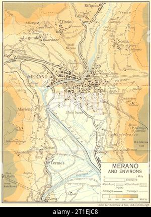 MERANO & ENVIRONS. Vintage map plan. Italy, 1924 Stock Photo - Alamy