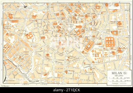 MILAN, N town/city plan. Milano. Italy 1953 old vintage map chart Stock ...