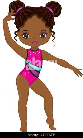 Clipart Cute Girl Gymnast Gym. Vector Illustration: Beautiful Cute ...