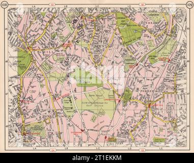S LONDON. Upper Sydenham Forest Hill Tulse Hill Dulwich Nunhead 1948 ...