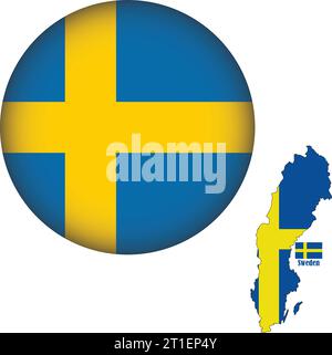 Sweden flag map, official color with proportion, fully Editable ...
