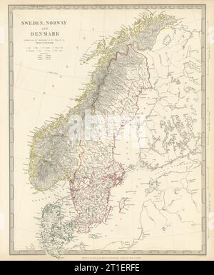 SCANDINAVIA. Sweden, Norway, and Denmark. Population table. SDUK 1844 ...