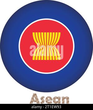 ASEAN flag, set of location pin icons of ASEAN flag. Vector ...