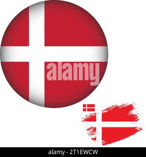 Denmark flag, set of location pin icons of Denmark flag. Vector ...