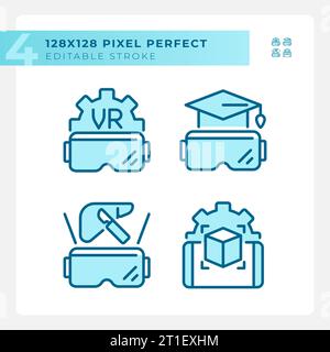 2D editable blue VR, AR and MR icons pack Stock Vector Image & Art - Alamy