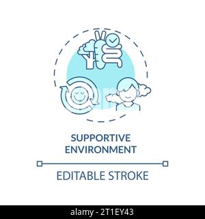 2D thin line icon supportive environment concept Stock Vector Image ...