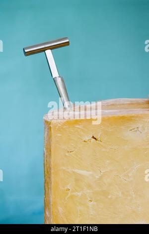 Cheese Trier, Corer Stuck In A Cheddar Cheese Round With A Trinagular ...