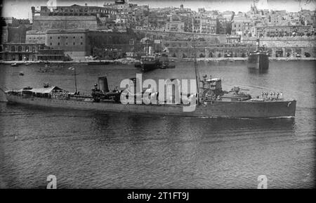 . Photograph of British Beagle class destroyer HMS Basilisk in Valletta ...