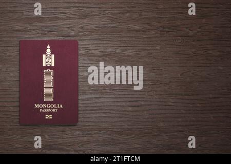 Mongolian passport on its flag, top view Stock Photo - Alamy