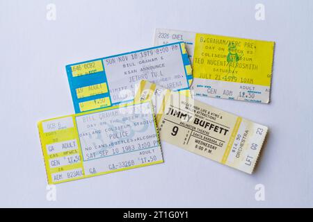 Concert tickets from popular bands in the late 1970s to early 1980s ...