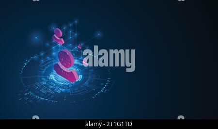Isometric digital user icon. Abstract technology background. Vector ...