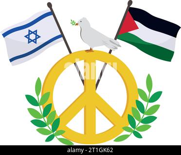 israel and palestine flags with peace emblem Stock Vector Image & Art ...