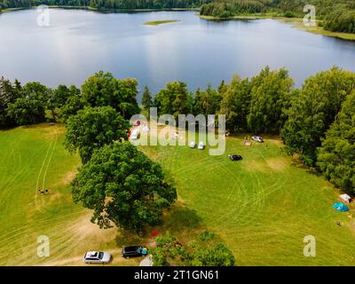 Aerial view of Ilgis Lake/Ežeras, next to Žemaitijos Nacionalinis ...