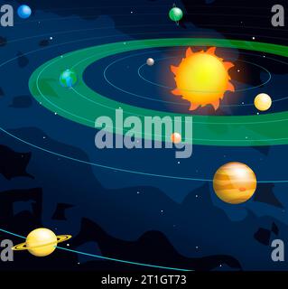 Cartoon illustration about space Stock Photo - Alamy