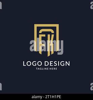 FK logo initial with shield shape design style vector graphic Stock ...