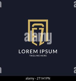 EZ logo initial with shield shape design style vector graphic Stock ...